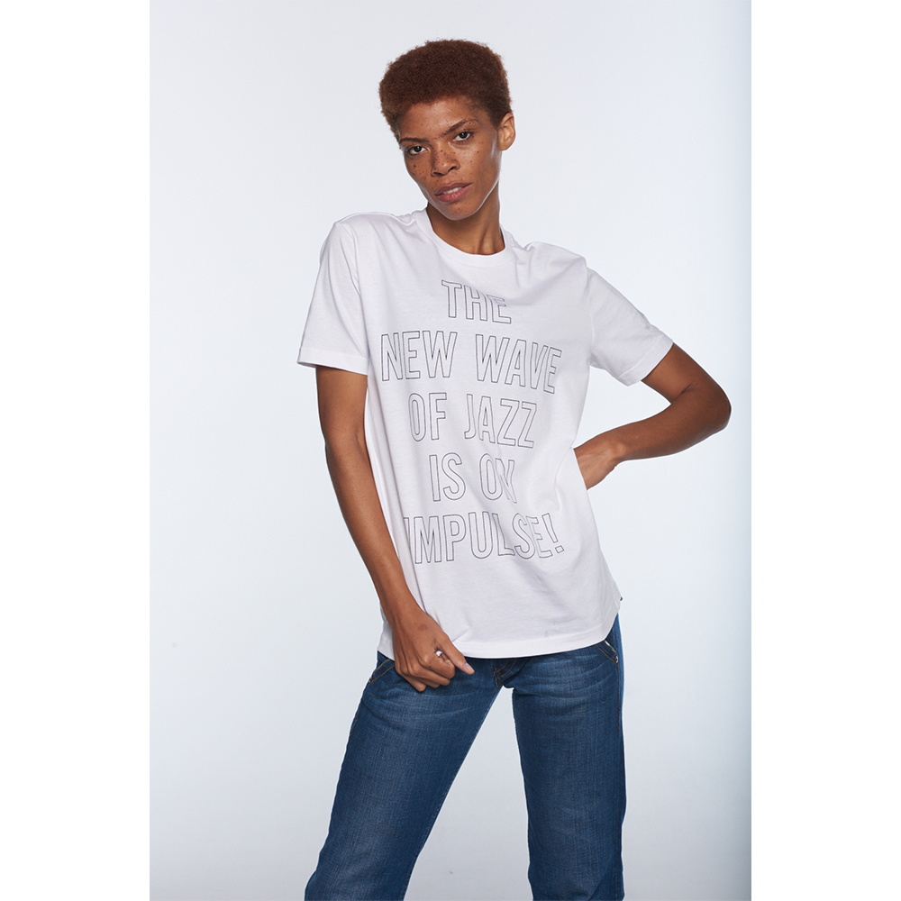 New Wave Front and Side Logo T-Shirt - White - Verve Record Store